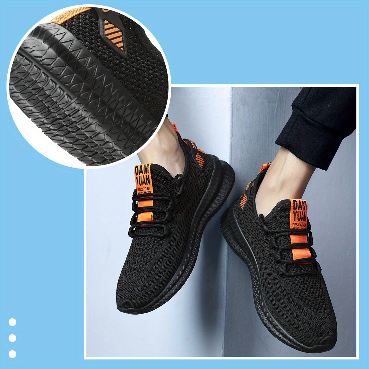 Men's Lace-up Sneakers - Athletic Shoes - Lightweight And Breathable ...