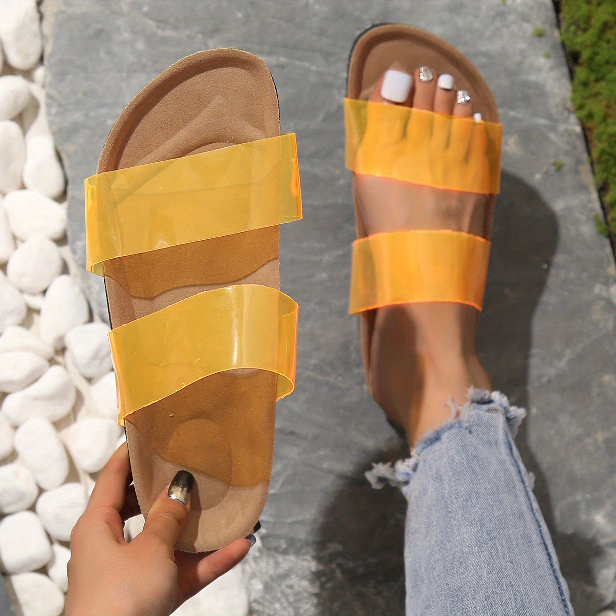 Women' Straps Cork Slides Transparent Open Toe - Temu United Arab Emirates