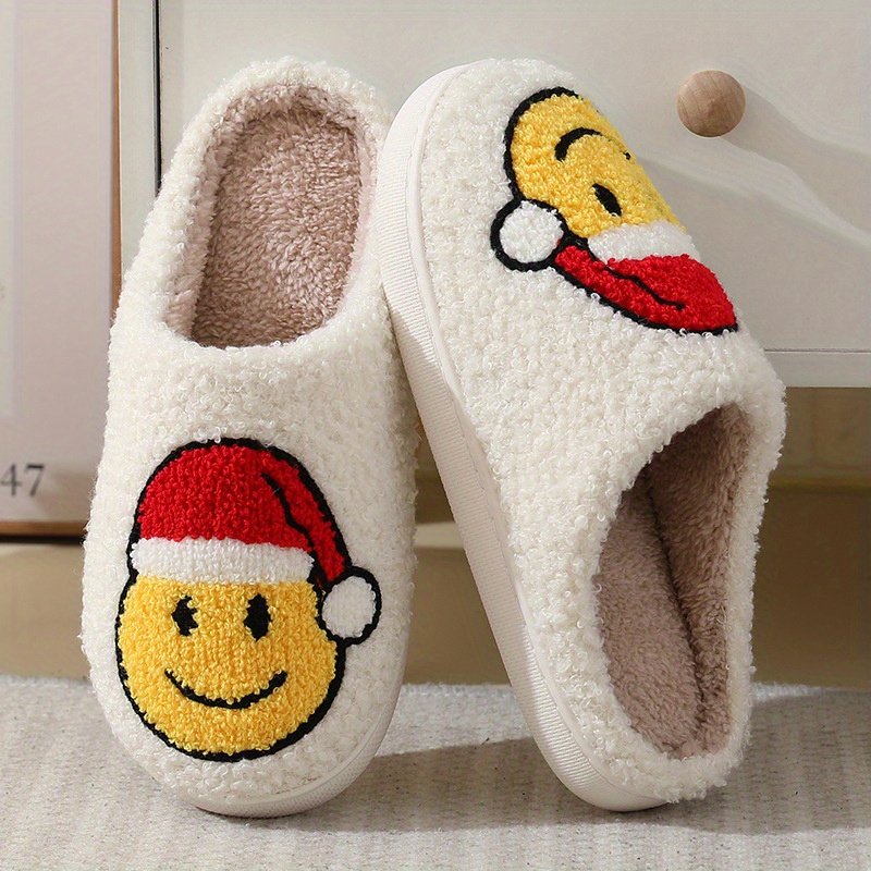 Women's Kawaii Cartoon Smile Face Slippers Comfortable Plush - Temu