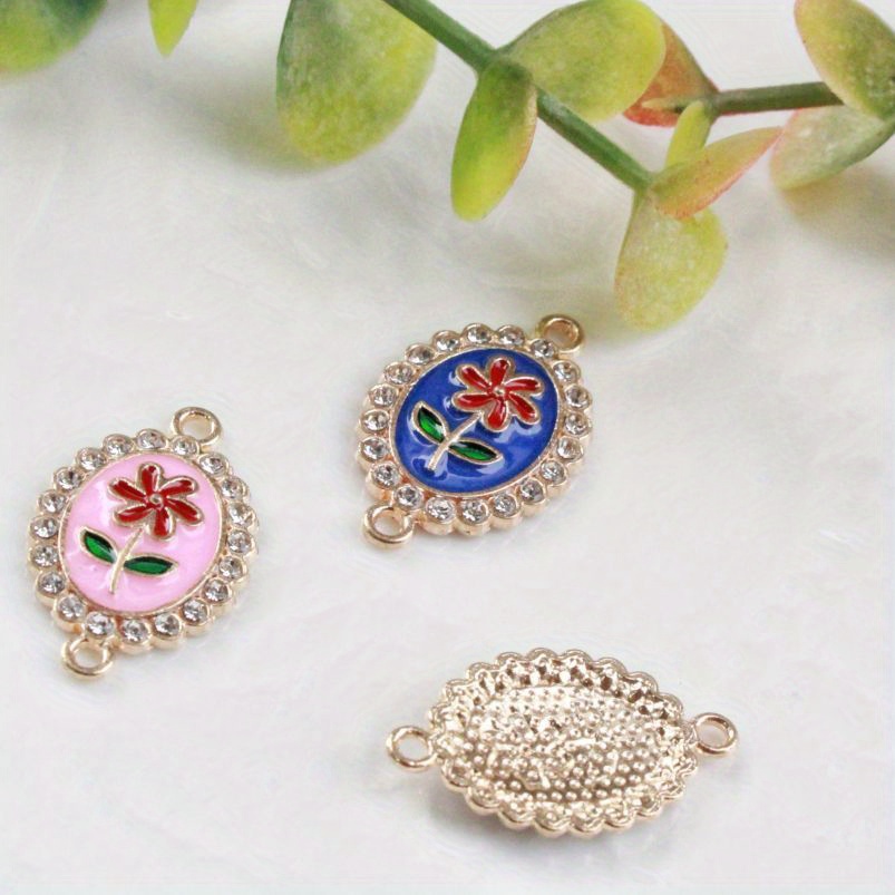 2 Colors Flower Frame Patterns Alloy Enamel Charm Inlaid - Temu Australia