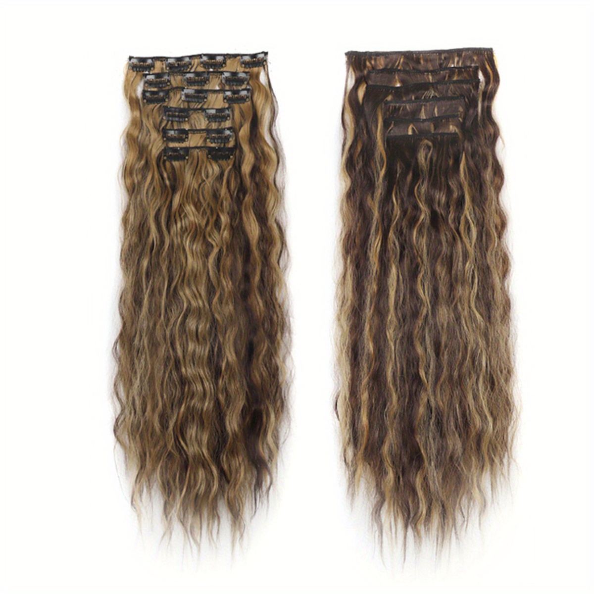 6pcs/set Long Curly Wavy Hair Pieces Synthetic Clip In Hair Extensions ...