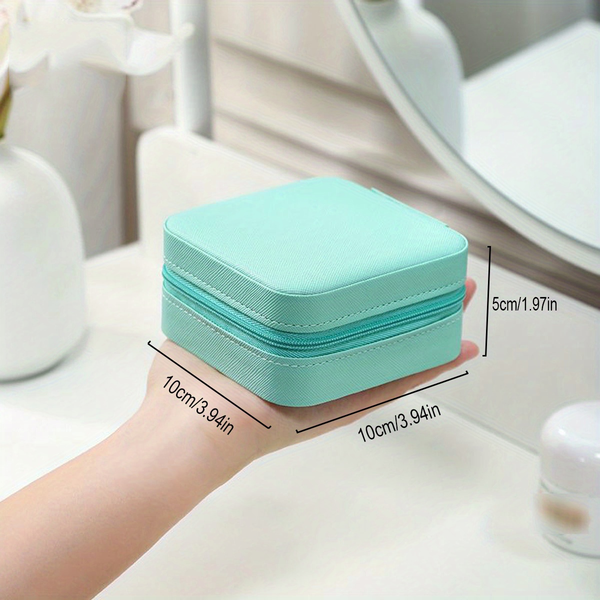 Portable Jewelry Box Pu Leather Storage Container Zipper - Temu New Zealand