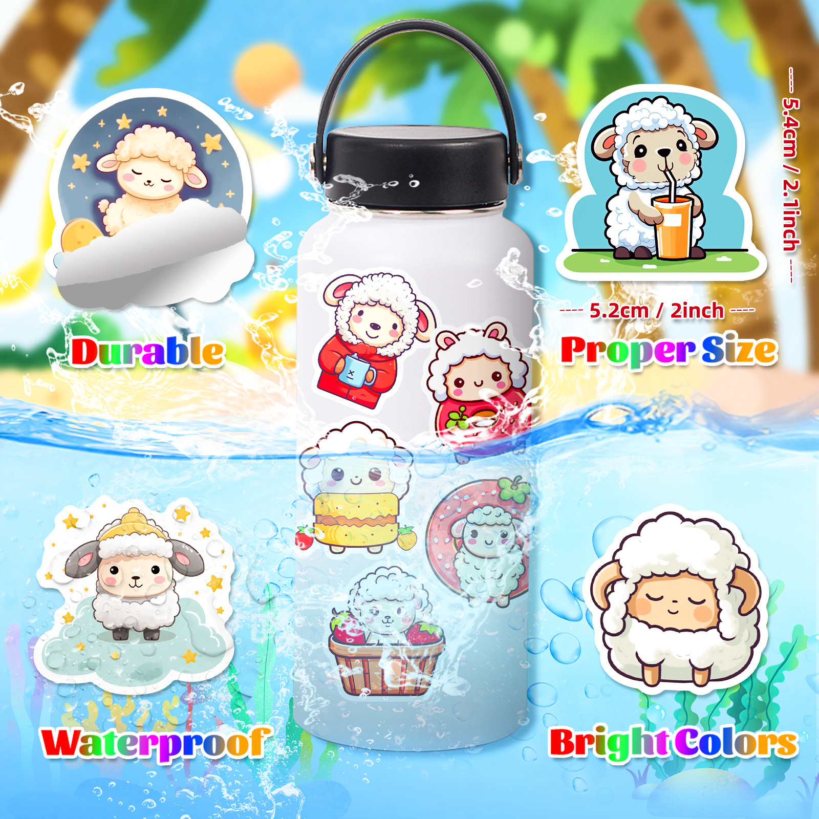 Cute Sheep Stickers Teens Adults Cartoon Waterproof Vinyl - Temu New ...
