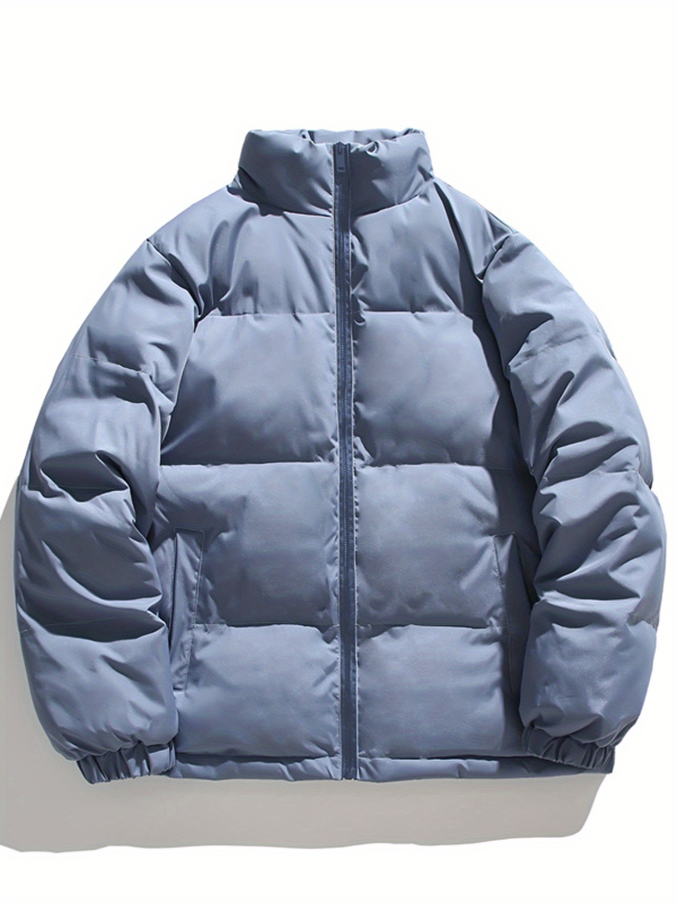 Letter Print Warm Winter Jacket Mens Casual Zip Up Cotton Padded Jacket ...