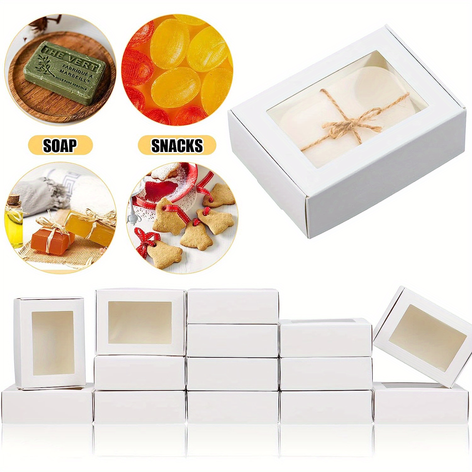 small rectangle paper boxes clear window mini soap - Temu Portugal