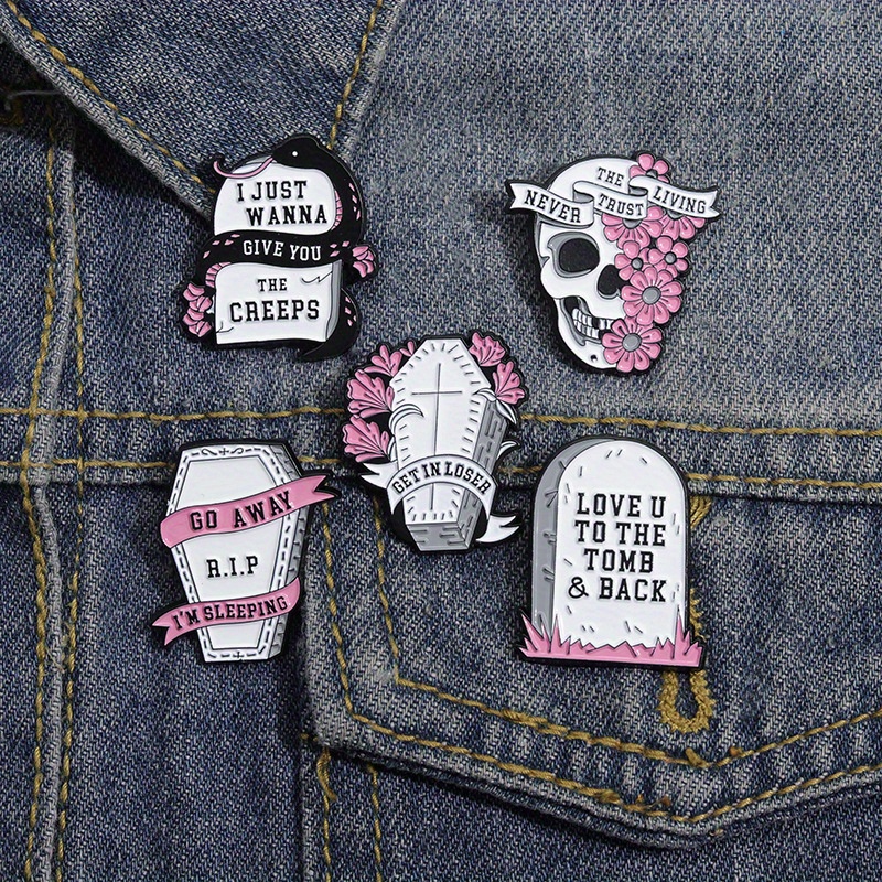 Skull Tombstone Etc Shape Brooch Set Horror Halloween - Temu Canada