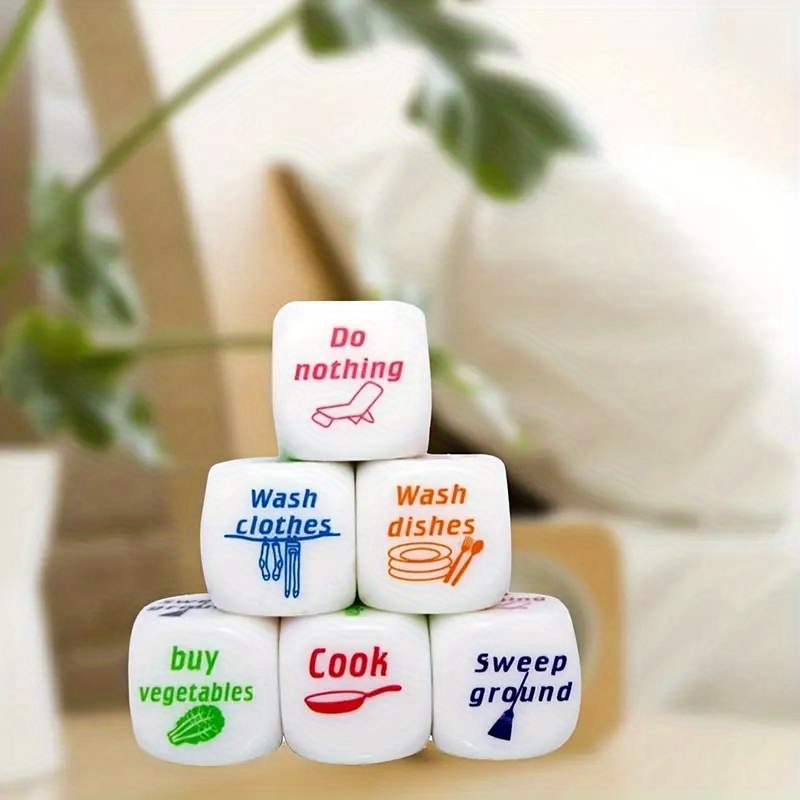 3 6pcs housework distribution dices housework throwing dice game for ...