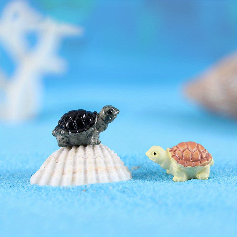10pcs small sea turtle plant pot diy decor resin turtle micro landscape ...