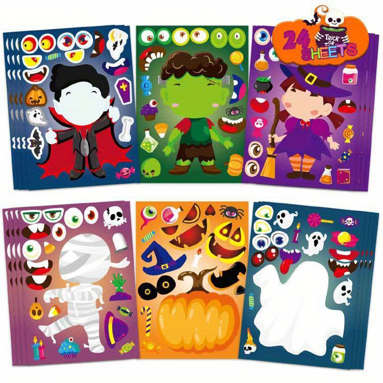 Halloween Party Games Stickers 6 Styles Halloween Make A - Temu Australia