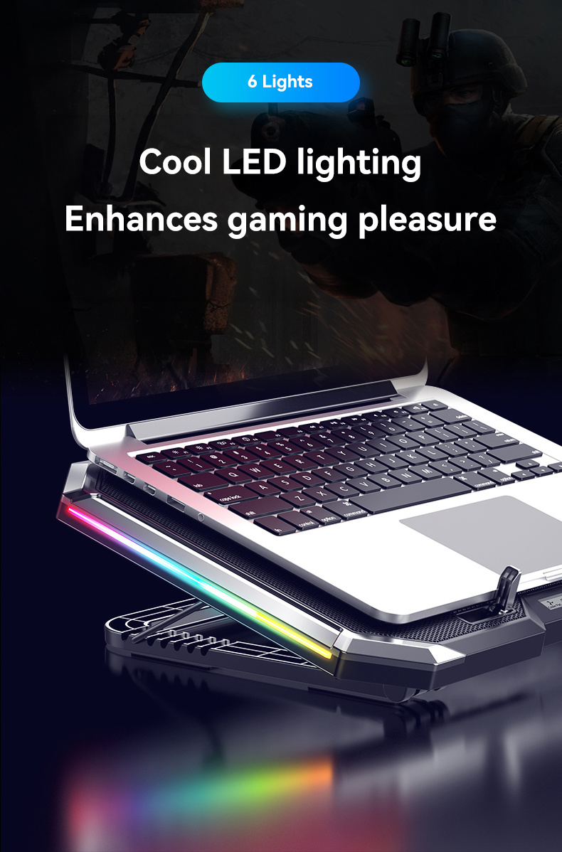 Upgarde Laptop Cooling Pad Rgb Lights Laptop Cooler 6 Fans - Temu Australia