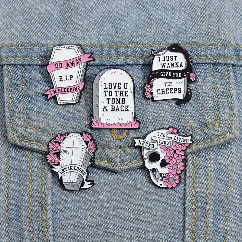 Skull Tombstone Etc Shape Brooch Set Horror Halloween - Temu Canada