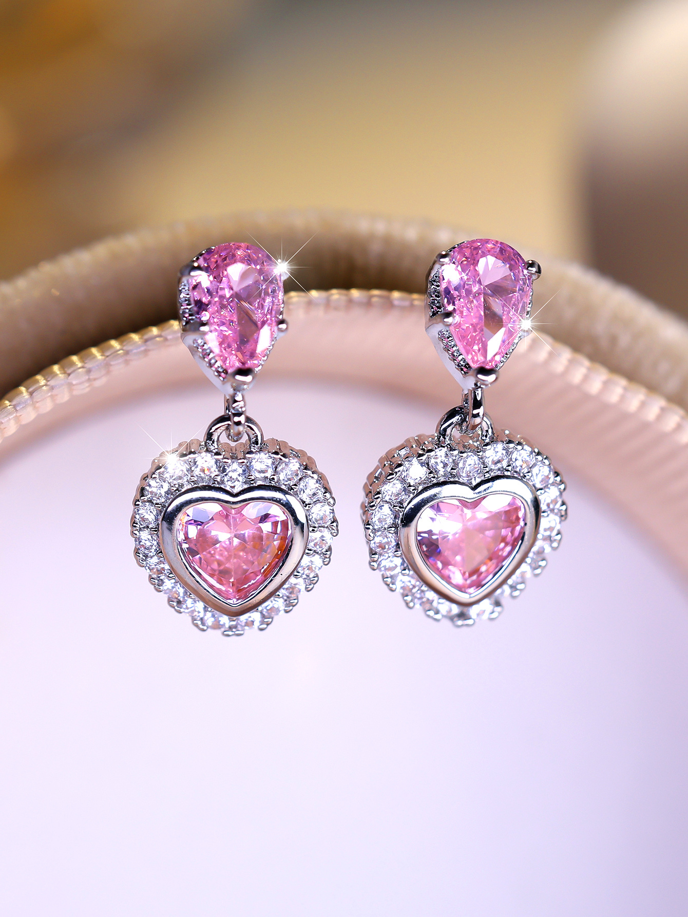 Sparkly shaped Zirconia Love Earrings Girls Sweet - Temu Australia