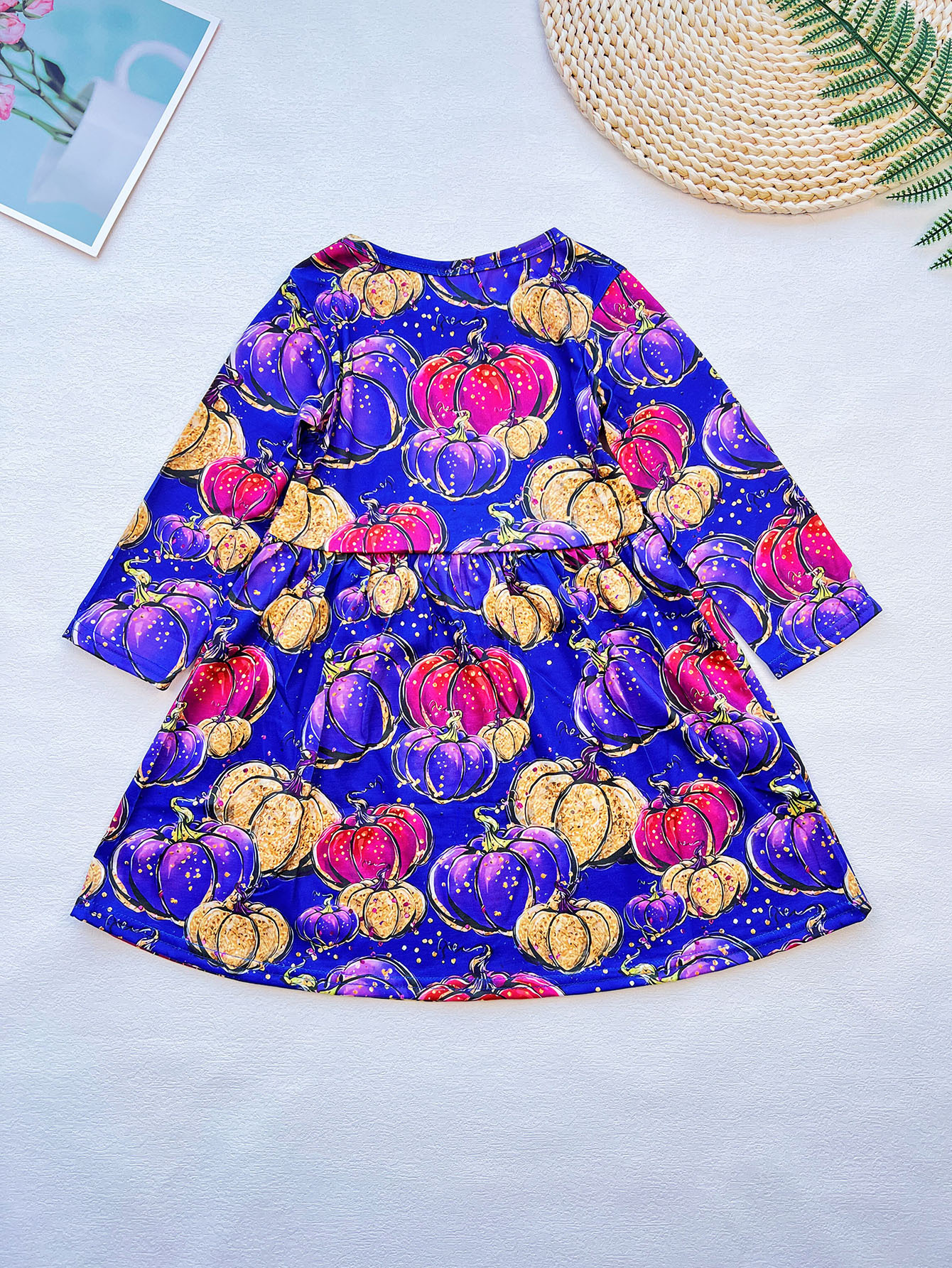 Girls Pumpkin Pattern Long Sleeve Princess Dress Party Fall - Temu Denmark