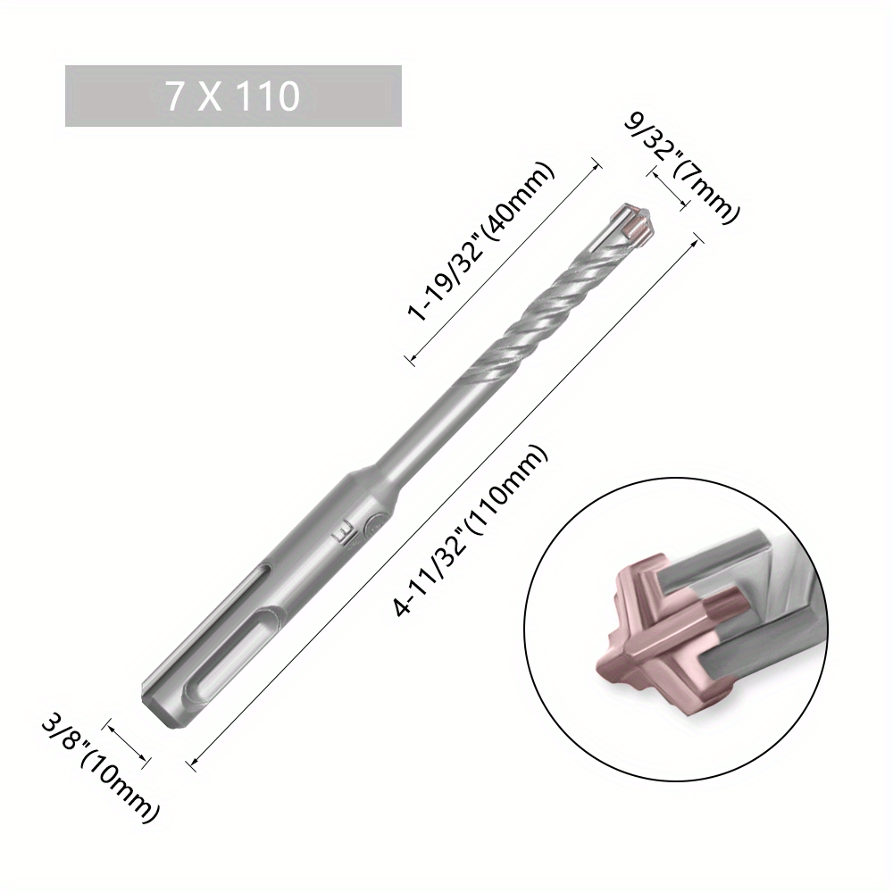 Concrete Sds Plus Drill Bit Cross Tips 4 Cutters Wall Brick - Temu ...