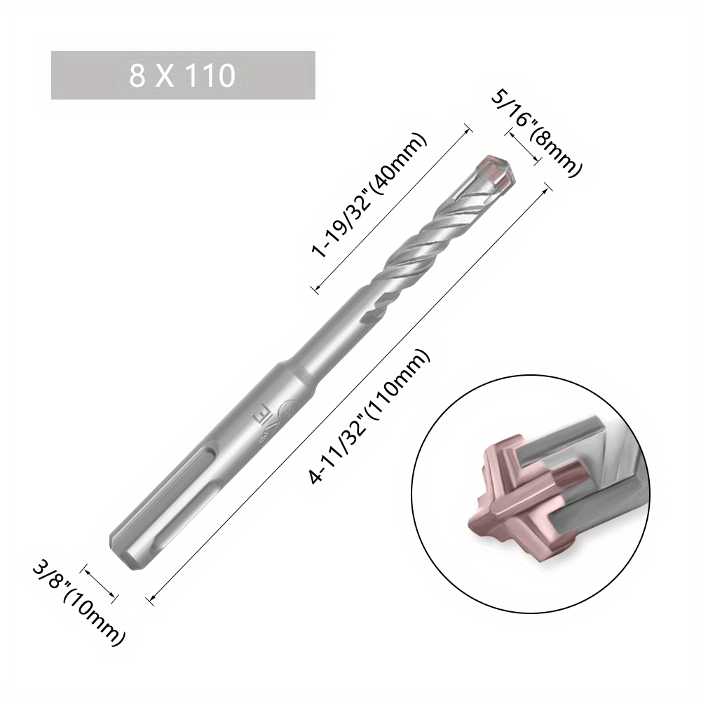 concrete sds plus drill bit cross tips 4 cutters wall brick - Temu ...