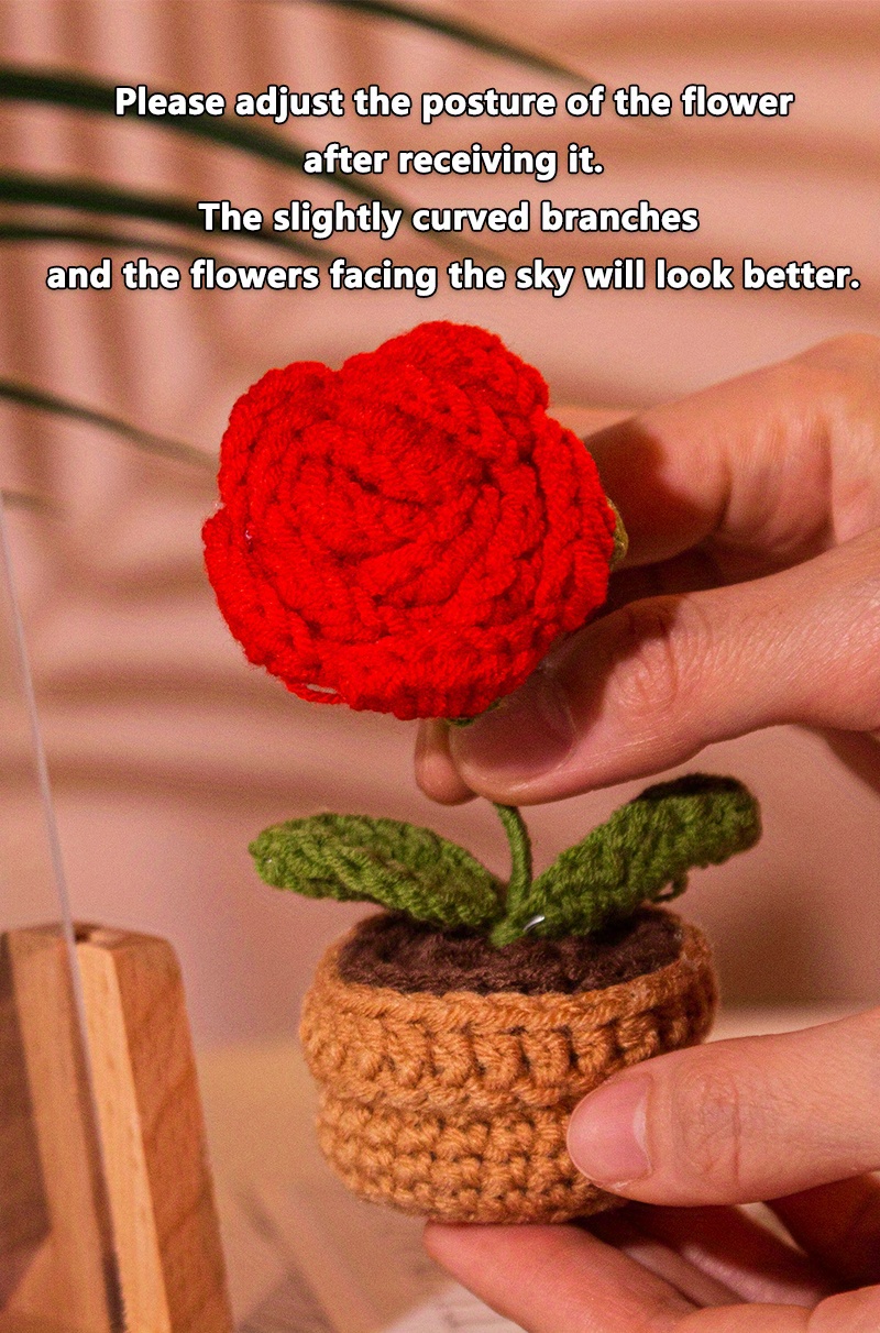 Rose Flower Ornaments Romantic Warm Knitted Flowers Suitable - Temu ...