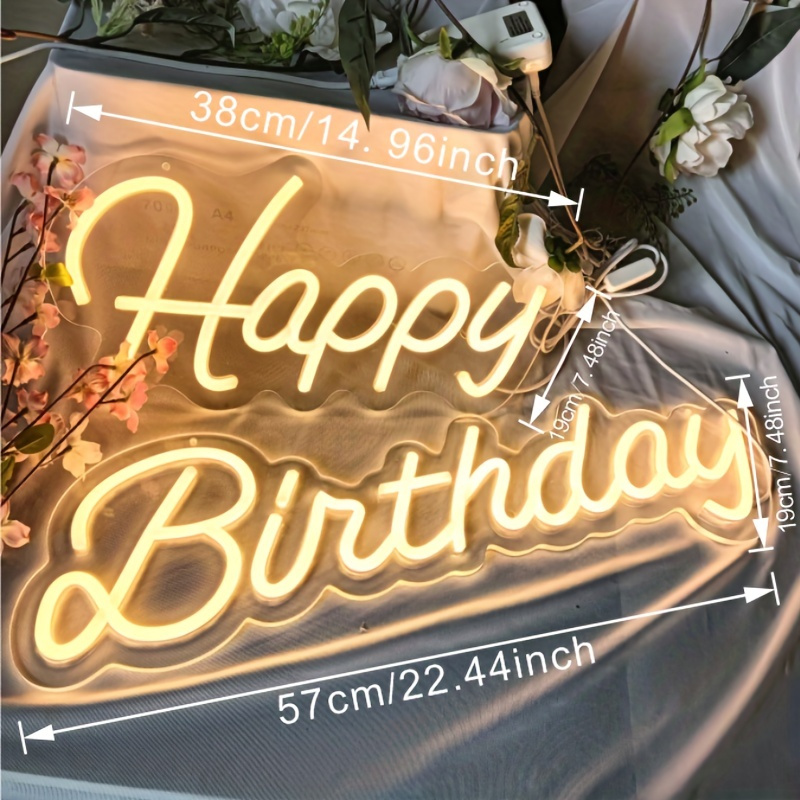Happy Birthday Neon Sign 5v Usb Led Birthday Party - Temu New Zealand