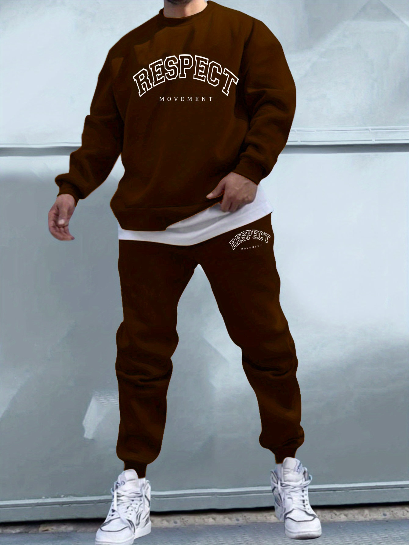 Retro Letter Print, Men's Outfits, Casual Crew Neck Long Sleeve Pullover Sweatshirt And ...