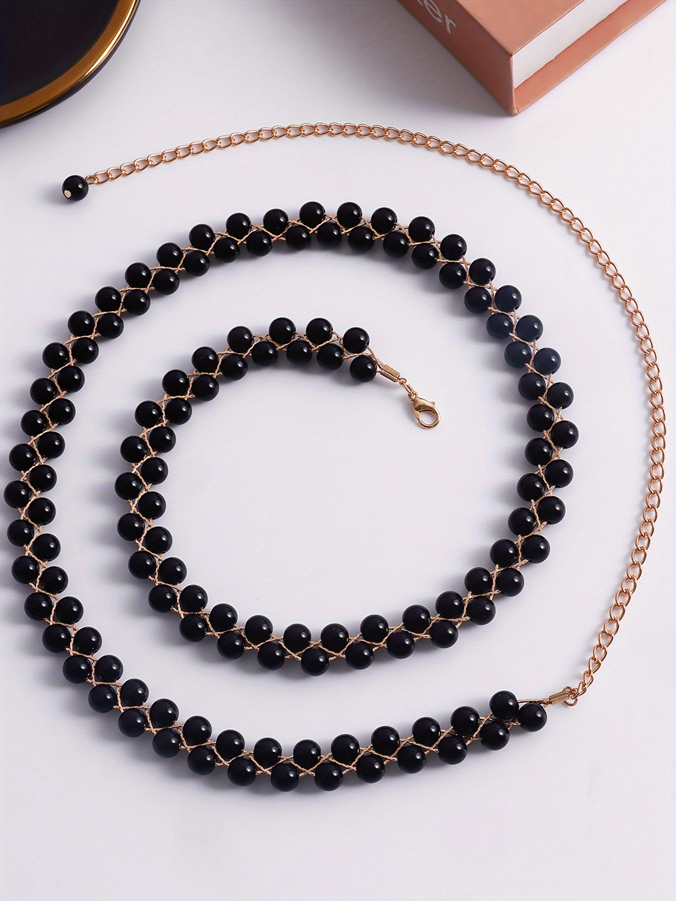 Faux Pearls Inlaid Waist Chain Bling Bling Body Chain - Temu