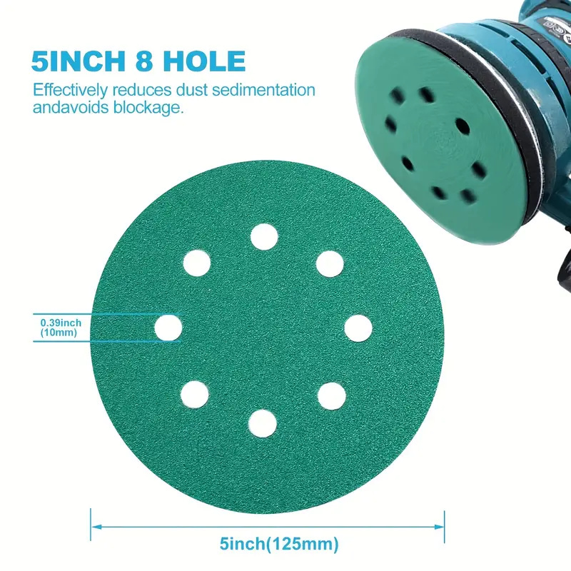 5 Premium Green Film Dustless Hook Loop Sanding Discs - Temu United Kingdom