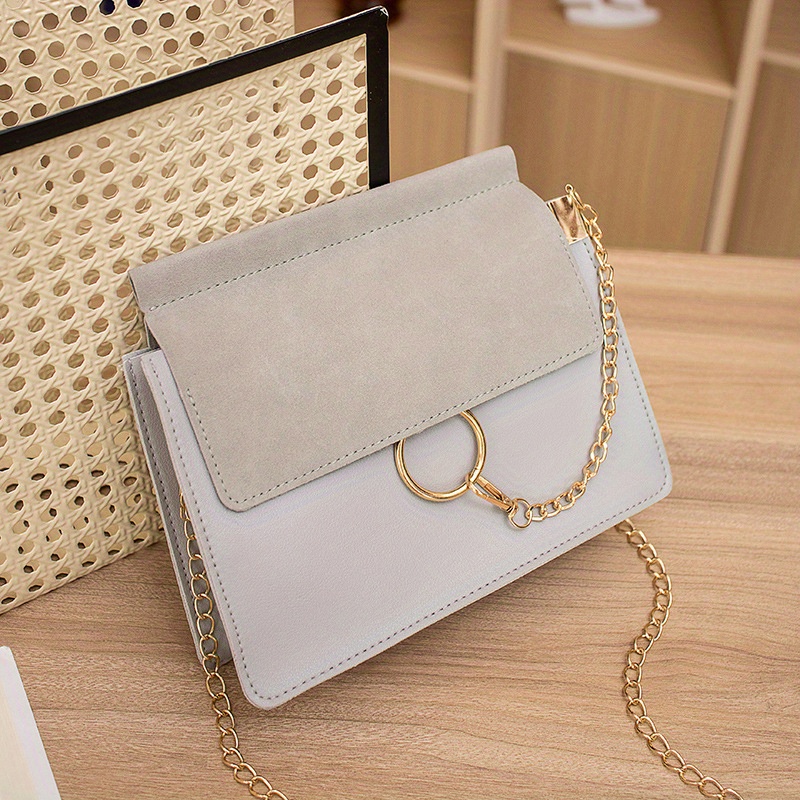 Stylish Chain Crossbody Bag Mini Metal Ring Decor Purses Pu - Temu ...