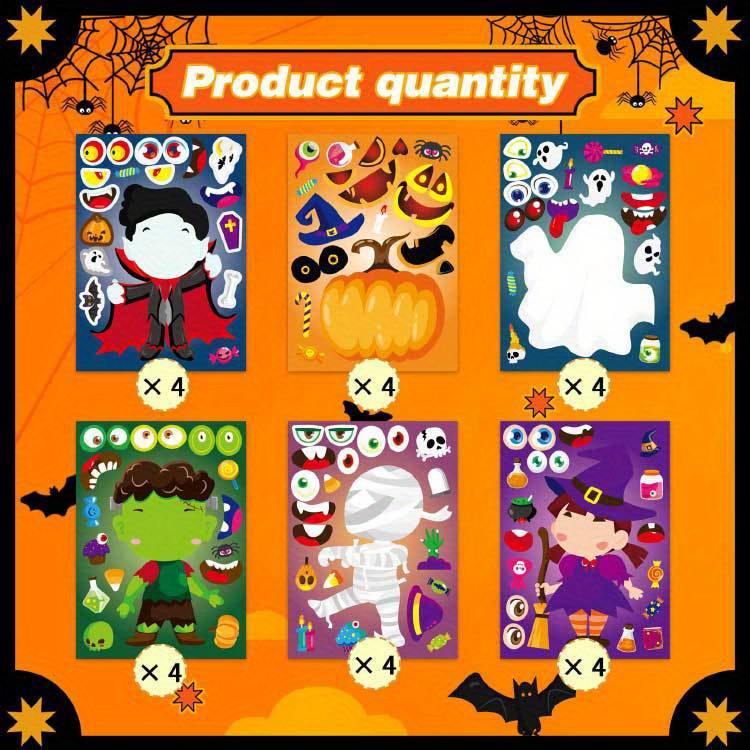 Halloween Party Games Stickers 6 Styles Halloween Make A - Temu Australia
