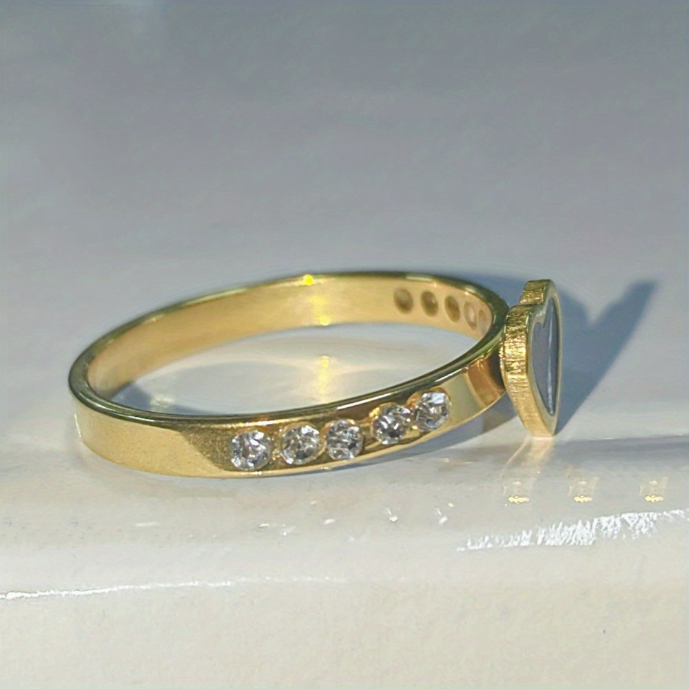 Heart shaped Decor Ring Copper Inlaid Zirconia - Temu Australia