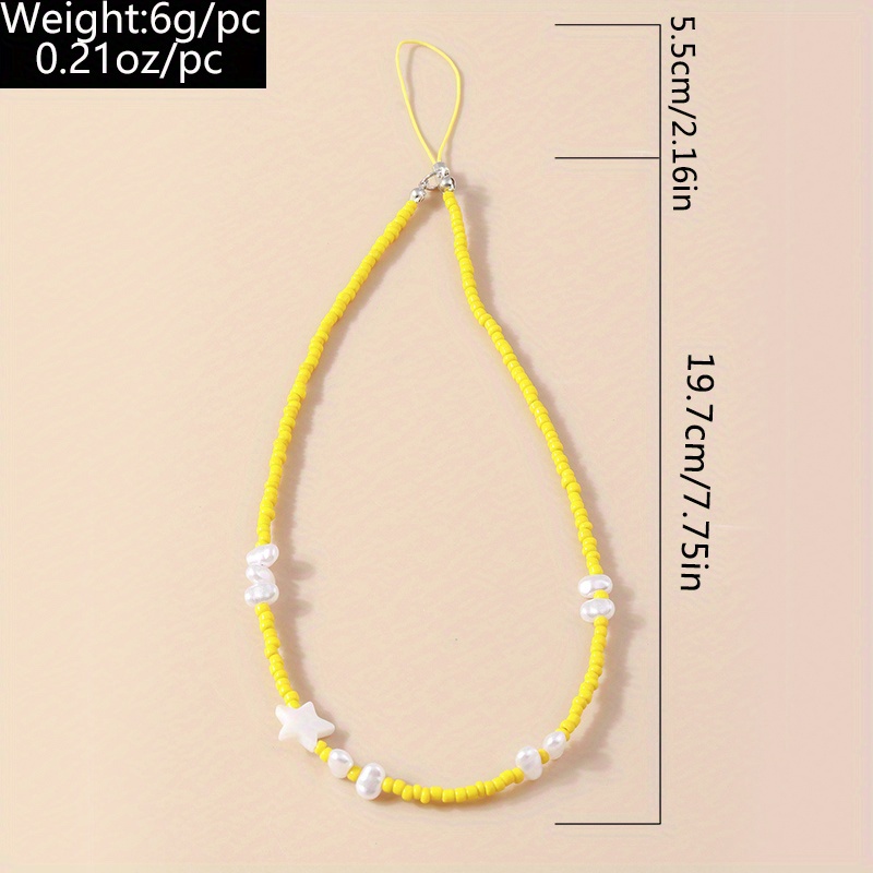Artificial Pearl Beaded Phone Chain - Temu United Kingdom