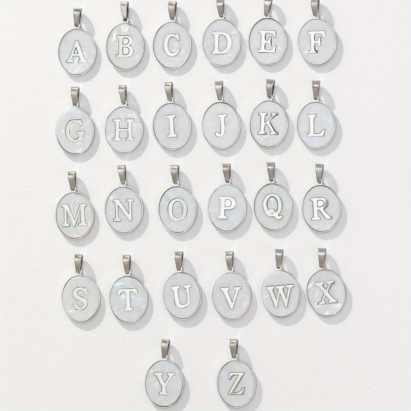 Golden Silvery Stainless Steel Oval Letter Pendant - Temu United Kingdom