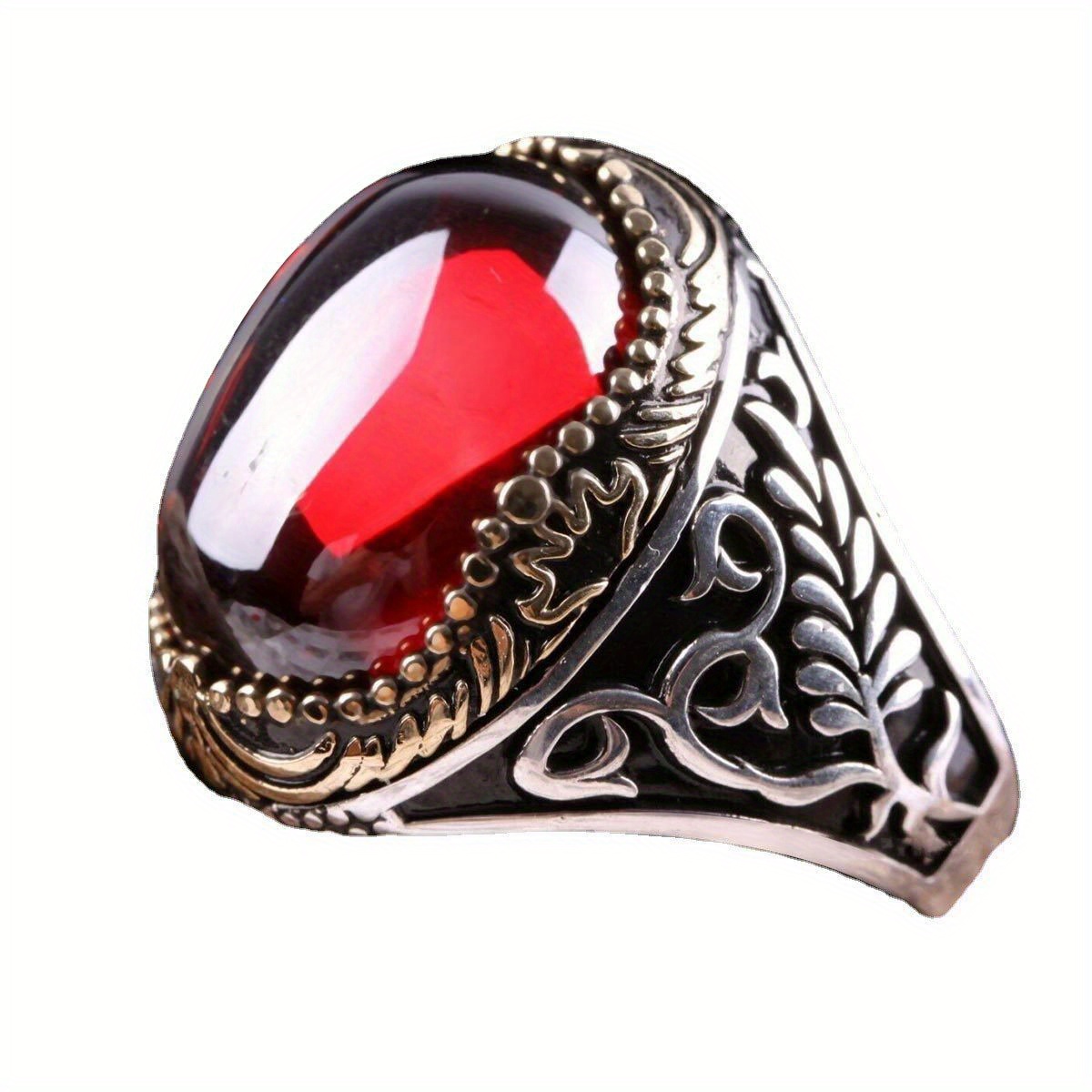 Emerald Ring Men's Retro Index Finger Ring Exquisite Men's - Temu New ...