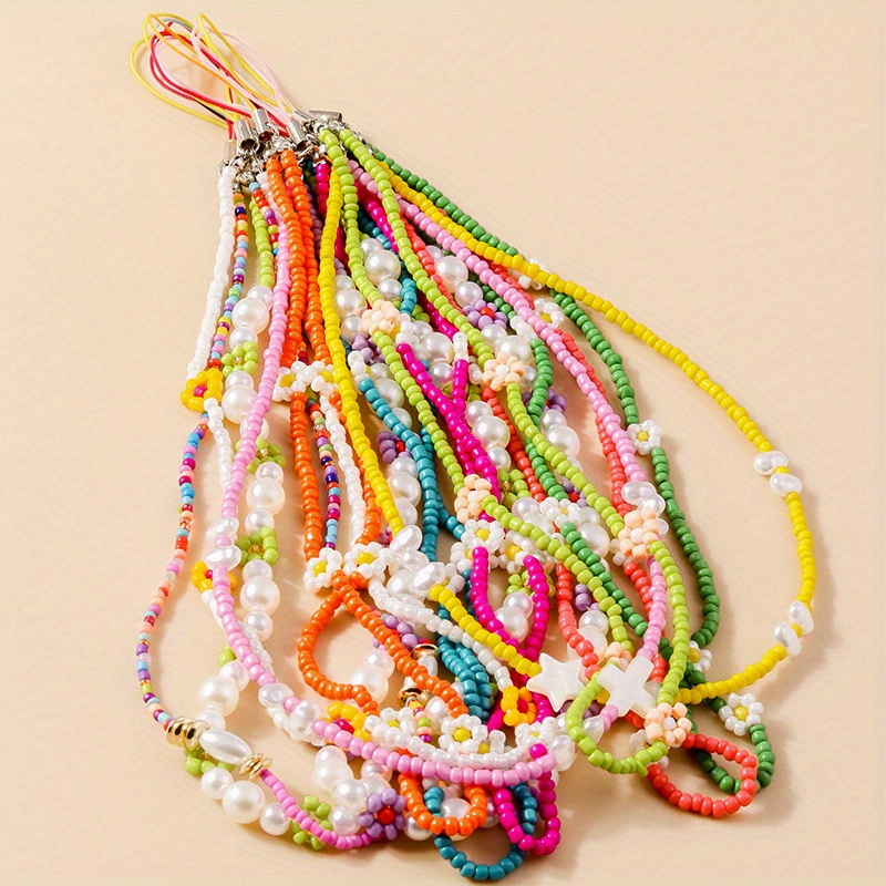 Artificial Pearl Beaded Phone Chain - Temu United Kingdom