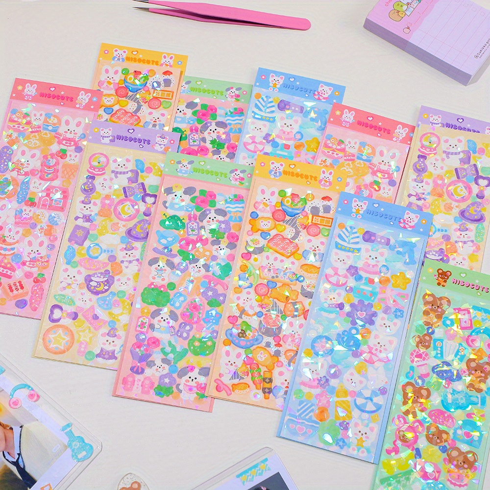 Creative Cartoon Laser Stickers Girl Cute Little Bear Goo - Temu United ...