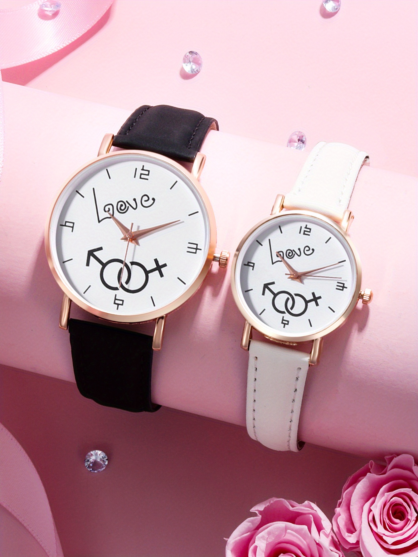 2pcs Moda Romántica Pareja Reloj Cuarzo Digital Conjunto - Temu Mexico