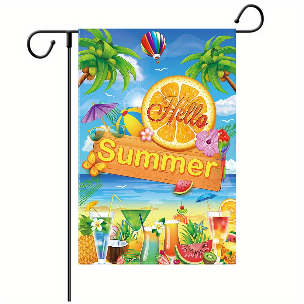 1pc Hello Summer Hawaii Garden Flag 12in 18in 30cm 45cm Double Sided ...