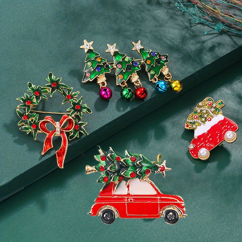 christmas hat santa claus brooch pins christmas wreath trees - Temu New ...