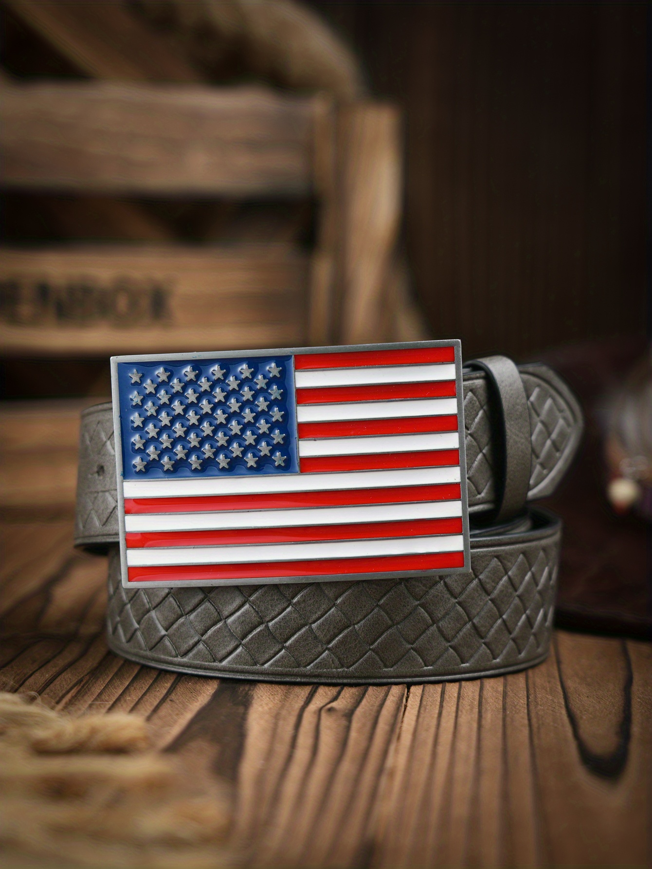 Fashion Mens Western Style Pu Leather Belt Flag Pattern Pants Belt ...