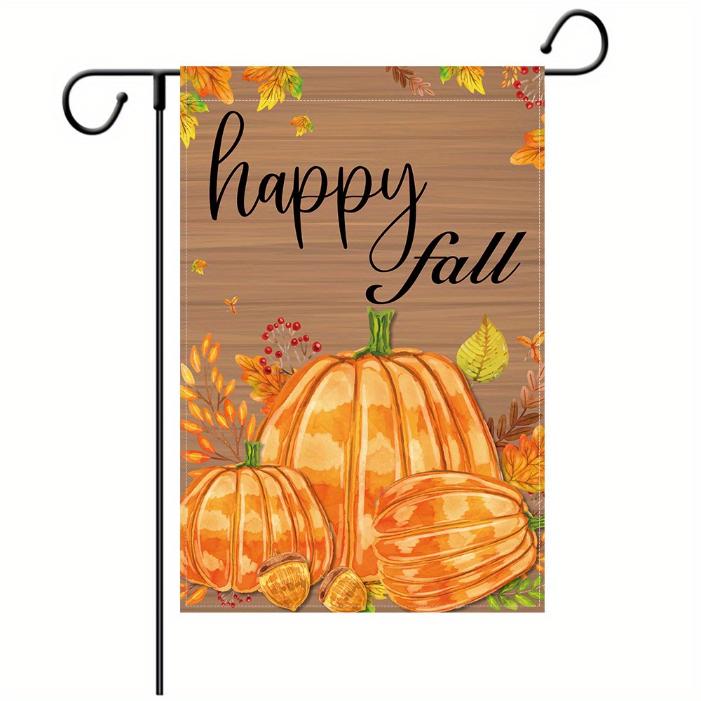 1pc Happy Fall Garden Flag 12in 18in 30cm 45cm Pumpkin Double Sided ...