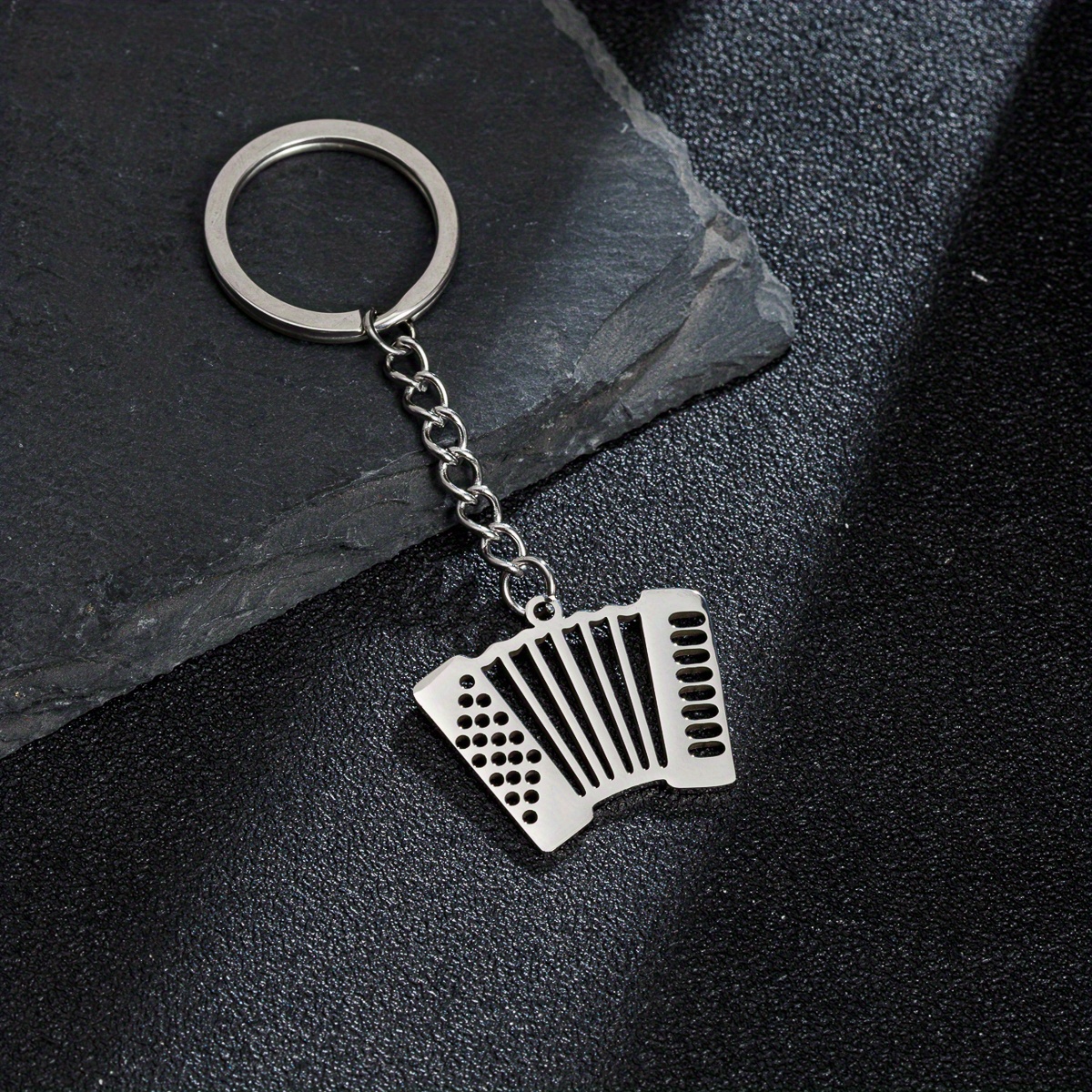 1pc Stainless Steel Guitar Keychain For Men Cute Music Note Keyring Bag ...