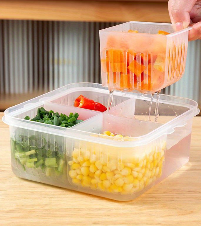 2 layer Fresh keeping Box Drainage Lid Kitchen Refrigerator - Temu New ...
