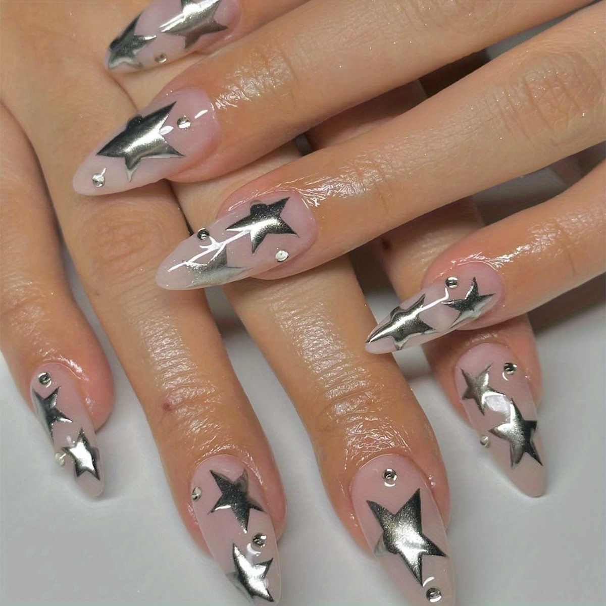 Shimmering Press On Nails With Rhinestone Gems Full - Temu United Kingdom