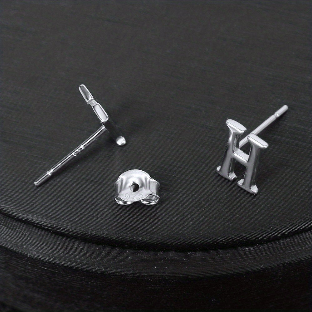 Alphabet Shaped Stud Earrings 925 Sliver Hypoallergenic - Temu Australia