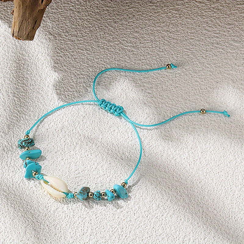 Vintage Style Natural Chip Stone Beaded Anklet Boho Style - Temu Norway