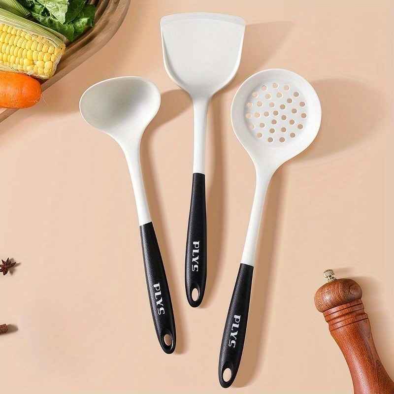 Milk Black Classic Color Silicone Kitchen Utensils Includes - Temu ...