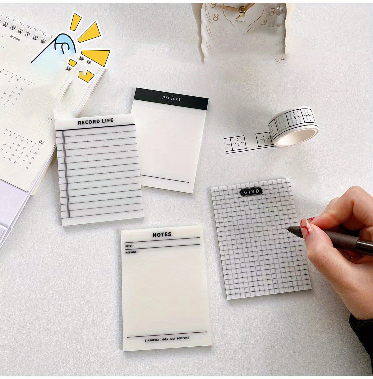 Pet Multifunctional Translucent Sticky Note Stickers Planner Notebook ...