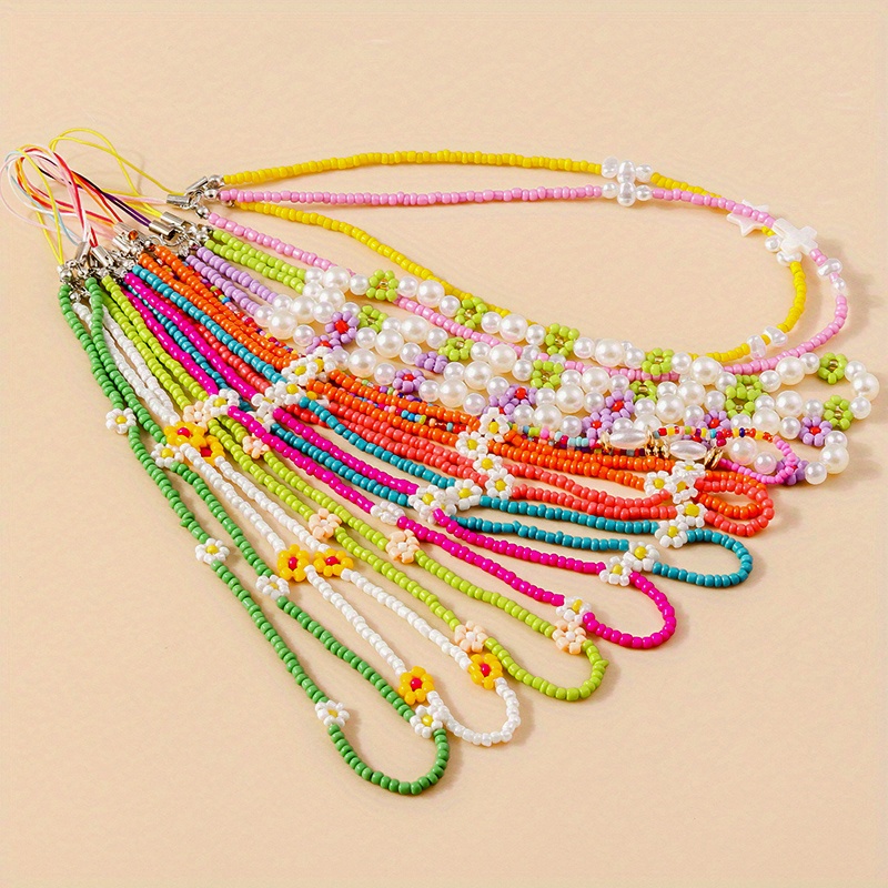 Artificial Pearl Beaded Phone Chain - Temu United Kingdom