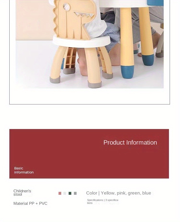 Premium Dinosaur Shape Children Stool, Small Plastic Chair Bench For Toddle Kids, Home Furniture ...