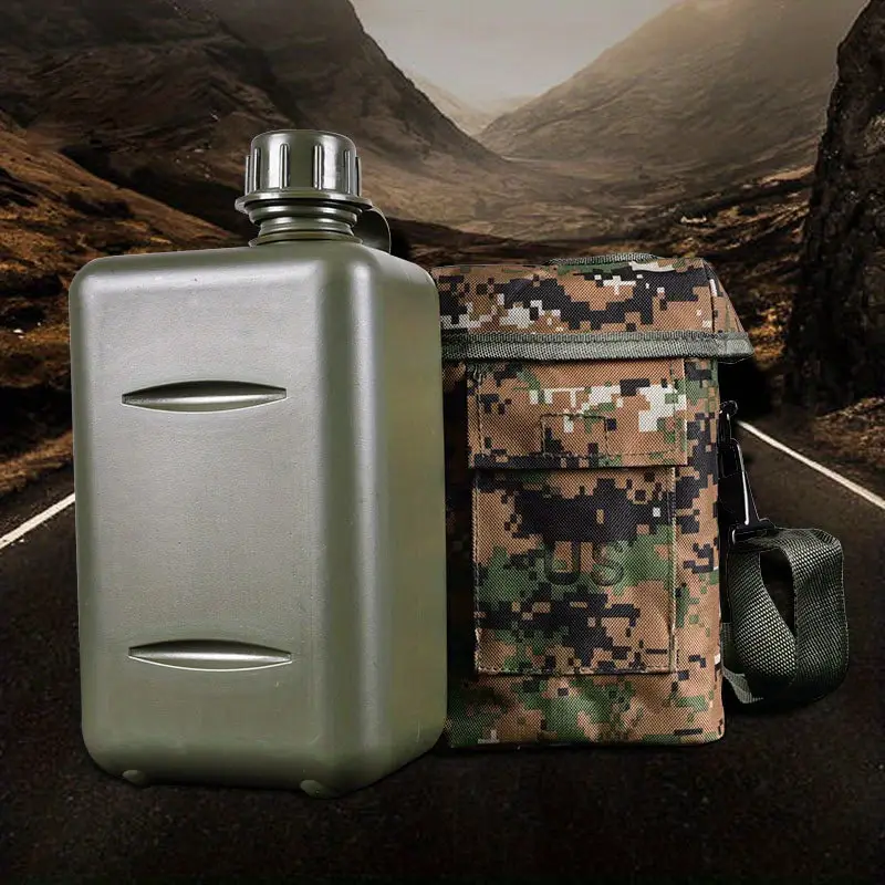 戦術的な大容量 2l ウォーターボトル登山サイクリング トレーニング用クロスボディストラップ付き、多機能トラベルウォーターケトル Temu
