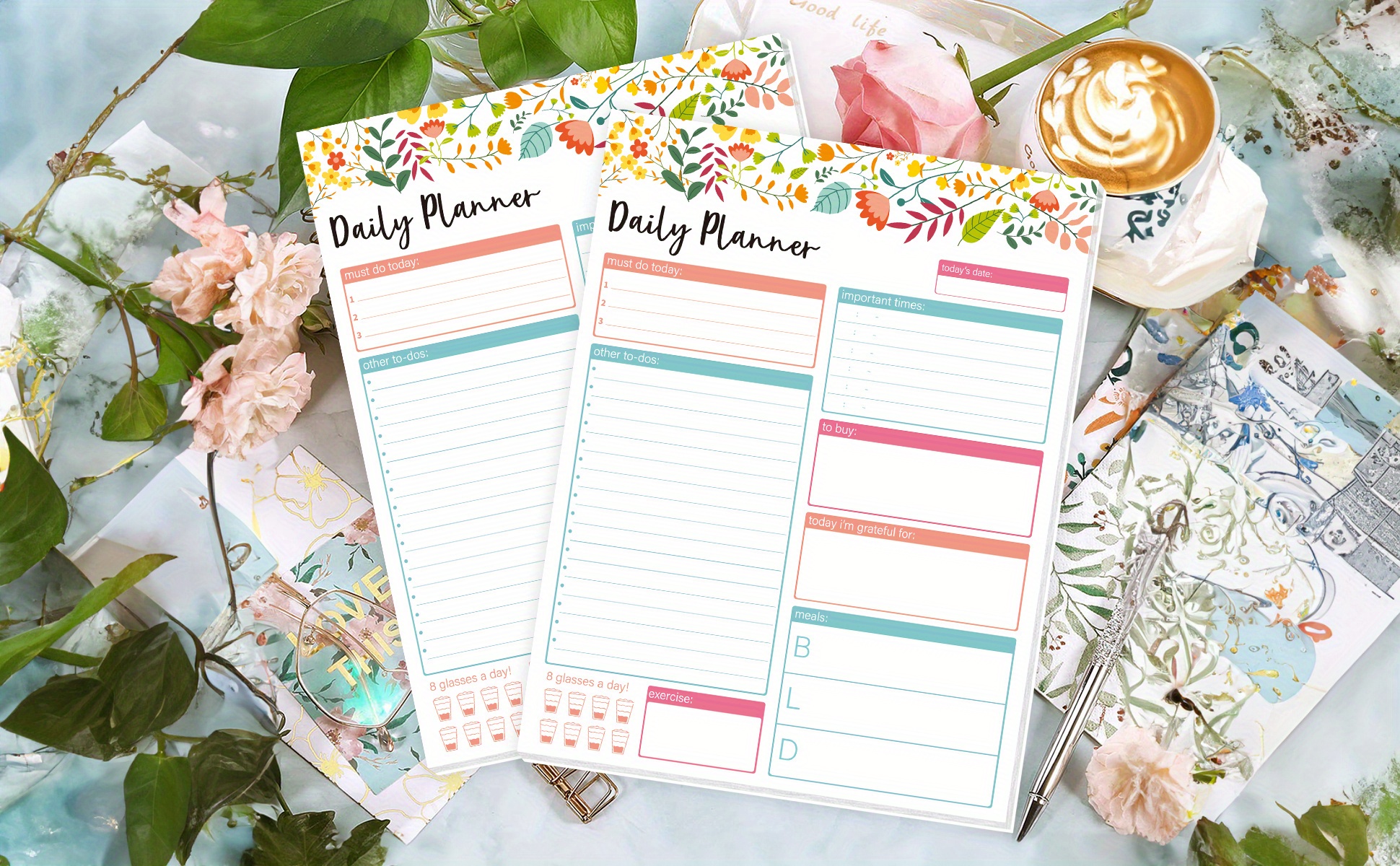 Trees Flower Daily Planner List Notepad Undated Task - Temu United Kingdom