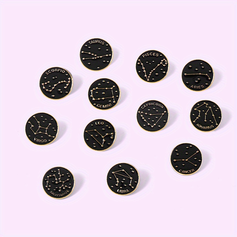 Creative 12 Constellations Badge Star Zodiac Sign Horoscope - Temu