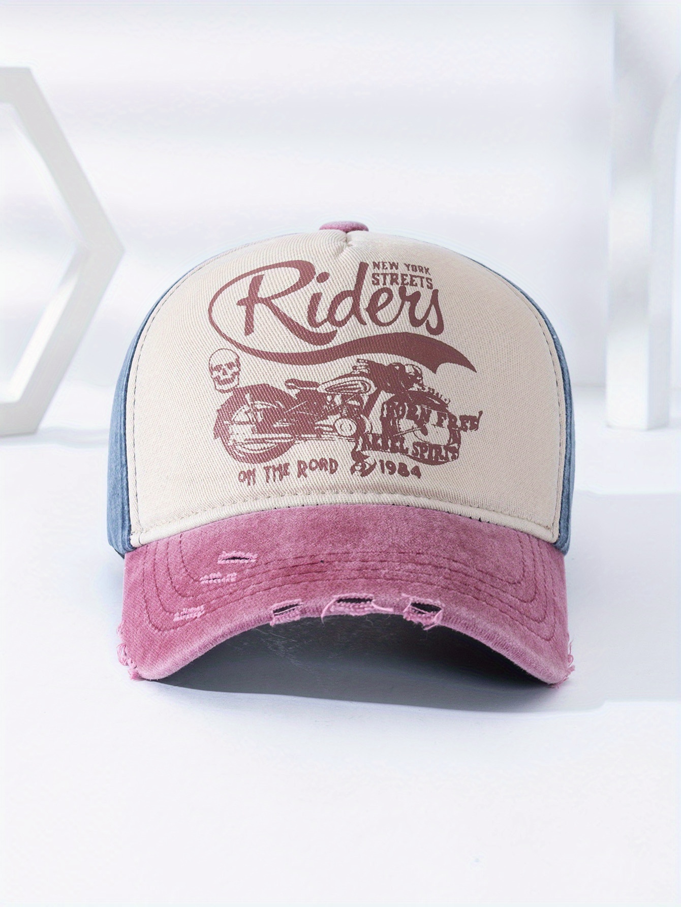 Skull Printed Baseball Cap Hip Hop Washed Distressed - Temu Norway